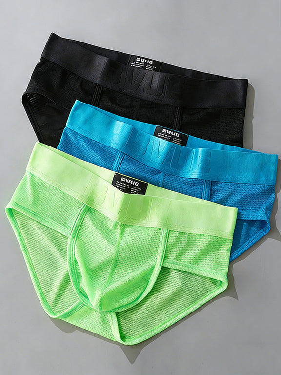 3 Pack Men's Single-Layer Sheer Ice Silk U-Pouch Low-Rise Briefs | MR ...