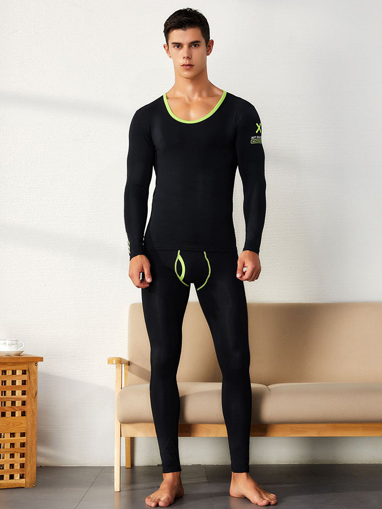 Men's Splicing Lines Cotton Thermal Underwear Set | Mr Saker