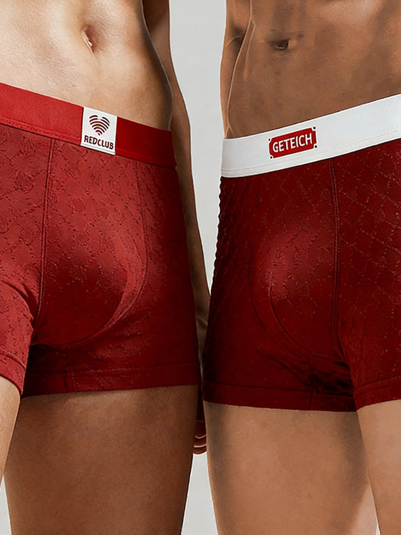 4 Pack Men's Soft Jacquard Cotton Lucky Red Breathable Trunks | MR ...