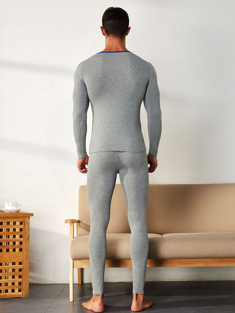 Men's Splicing Lines Cotton Thermal Underwear Set | Mr Saker