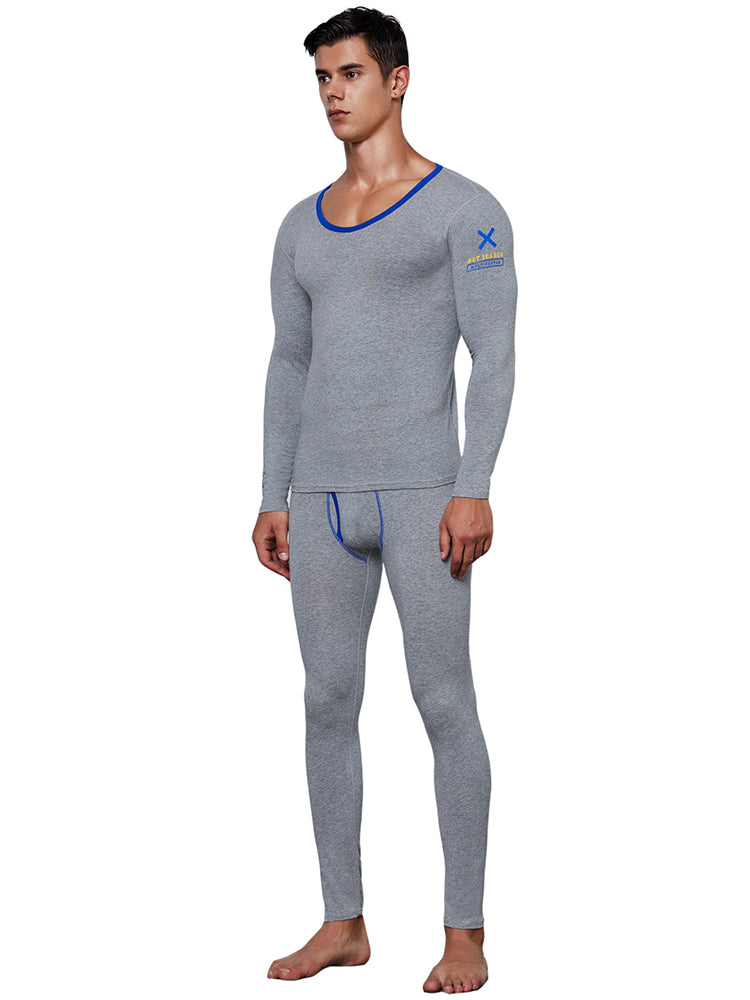 Men's Splicing Lines Cotton Thermal Underwear Set | Mr Saker