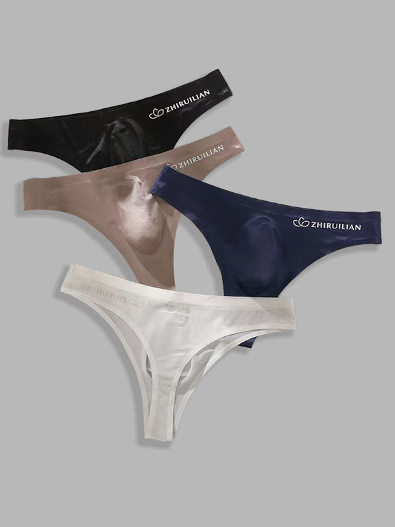 4-pack Men's Sexy Solid Color Letter Seamless Thong | MR SAKER – Mr Saker
