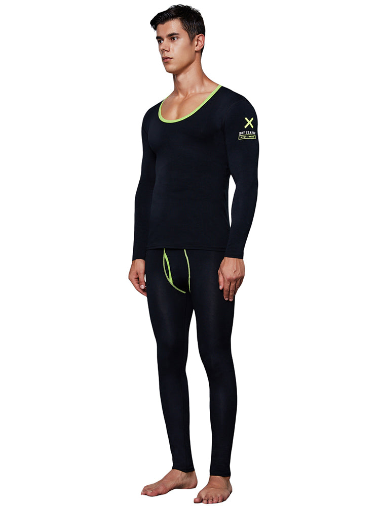 Men's Splicing Lines Cotton Thermal Underwear Set | Mr Saker