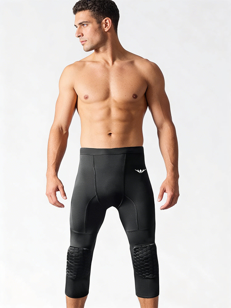 Men's Knee Protection Running & Sports Compression Activewear Tights ...