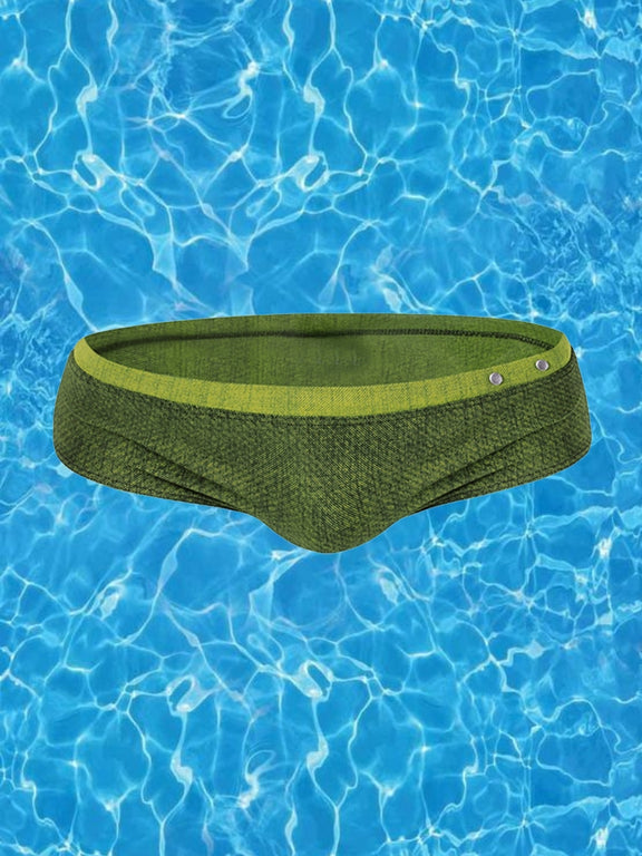 Men's Supportive Fit Anti-Odor Glazed Solid Color Low-Rise Swim Trunks ...