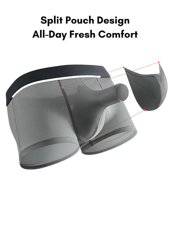 3 Pack Men's Ice Silk Front Split Pouch Breathable Mesh Cooling Trunks ...