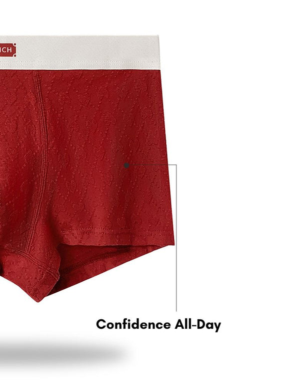 4 Pack Men's Soft Jacquard Cotton Lucky Red Breathable Trunks | MR ...