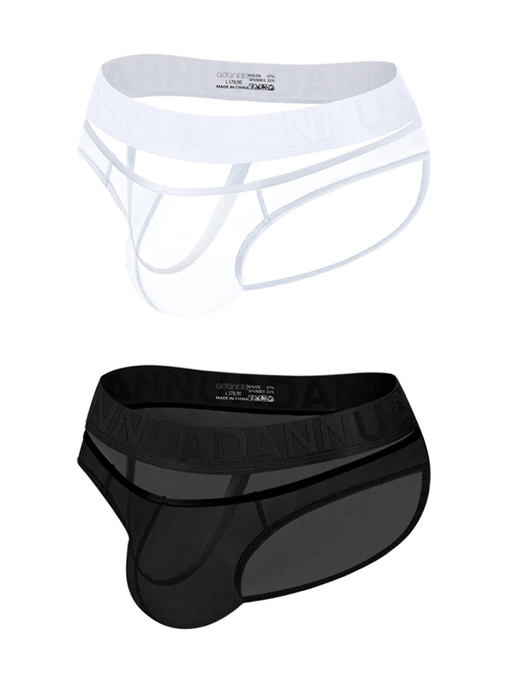 2 Pack Men's Stretch Solid Color Sexy Crotch Single-Layer Briefs | Mr Saker