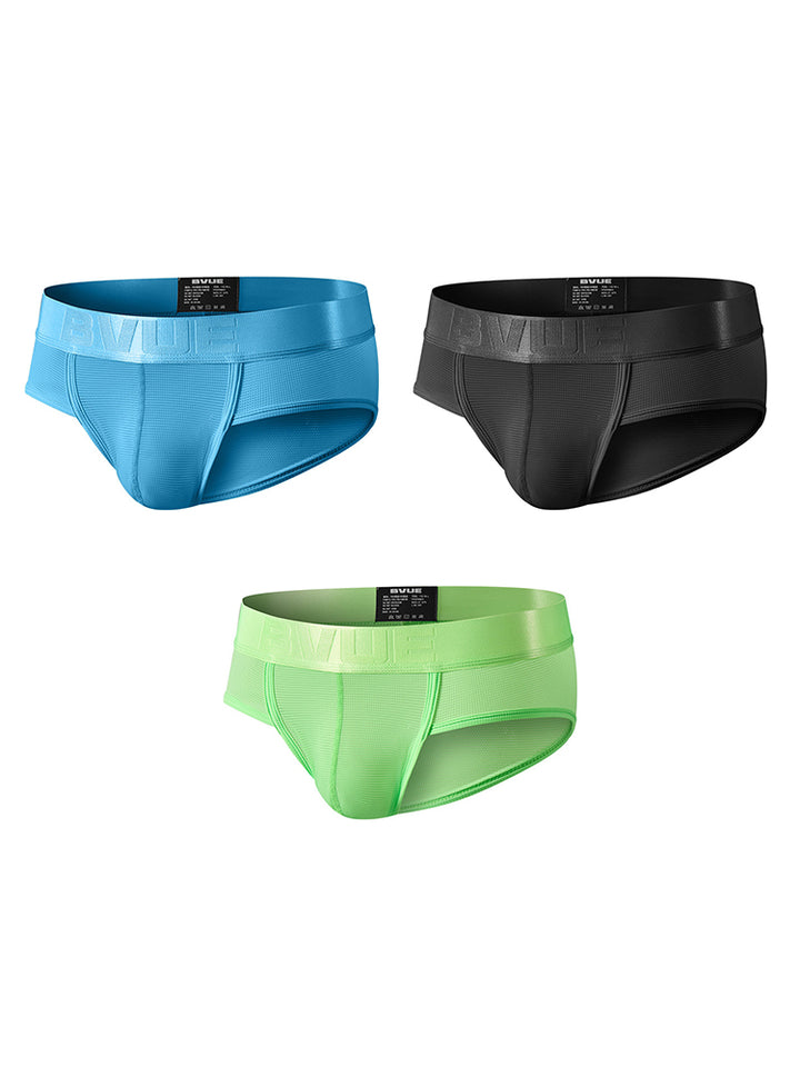 3 Pack Men's Single-Layer Sheer Ice Silk U-Pouch Low-Rise Briefs | MR ...