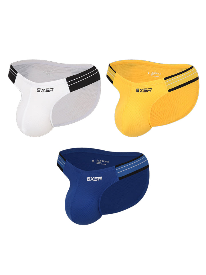 3 Pack Men's Solid Color Trendy Side Cut Low-Rise Lift Bikini | Mr Saker