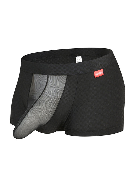 Men's Low-Rise Mesh Trunks – Breathable Nylon with 3D Pouch Support ...