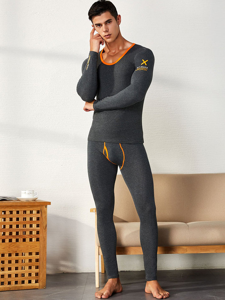 Men's Splicing Lines Cotton Thermal Underwear Set | Mr Saker