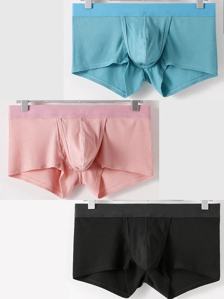 3 Pack Ribbed Separate Support Pouch Boxer Briefs | Mr Saker