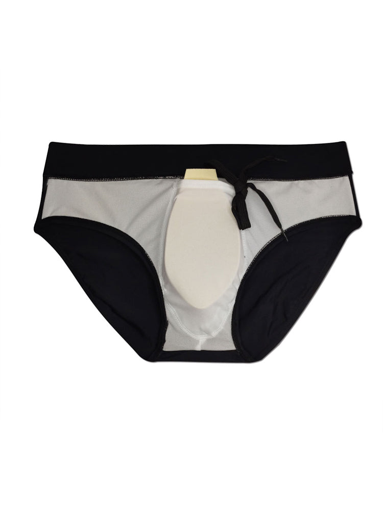 Men's Padded Solid Drawstring Swimsuit Bikini Briefs | Mr Saker