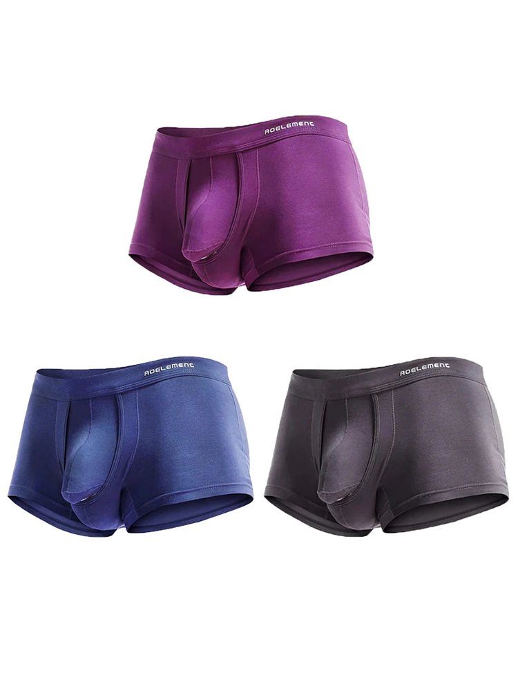 3 Pack Men's Double Pouch Underwear Separate Pouch Modal Trunks | Mr Saker
