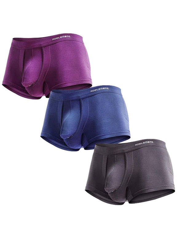 3 Pack Men's Double Pouch Underwear Separate Pouch Modal Trunks | Mr Saker