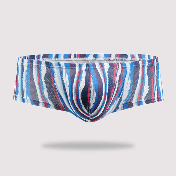 Men's Low-Rise Printed U-Pouch Mesh Breathable Moisture-Wicking Trunks ...
