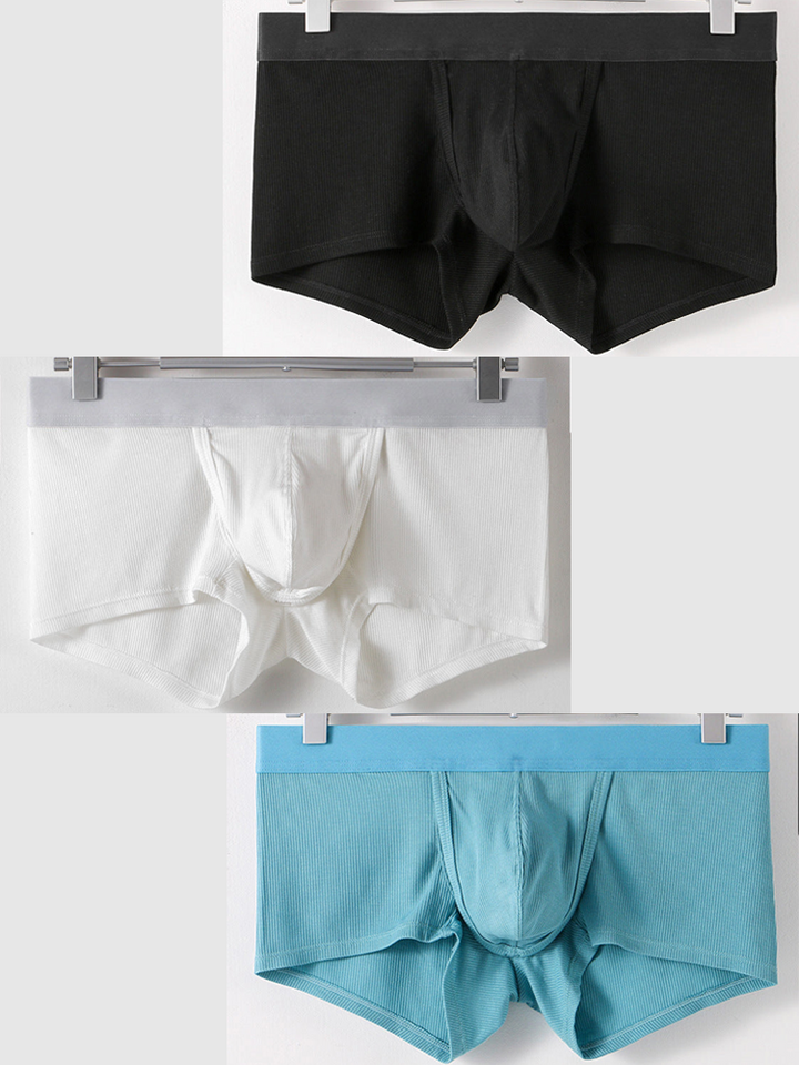 3 Pack Ribbed Separate Support Pouch Boxer Briefs | Mr Saker