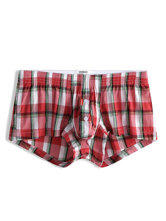 Mens Plaid Front Pouch Boxer Shorts | Mr Saker