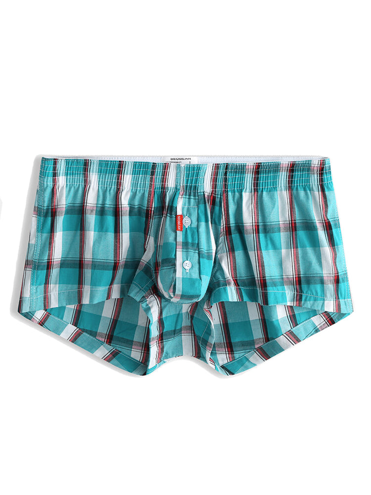 Mens Plaid Front Pouch Boxer Shorts | Mr Saker