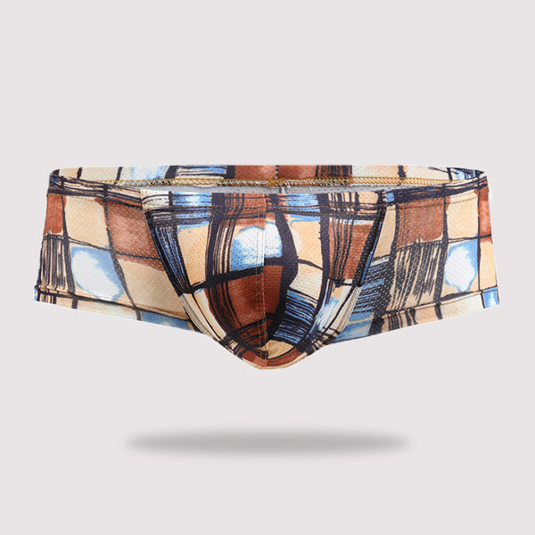 Men's Low-Rise Printed U-Pouch Mesh Breathable Moisture-Wicking Trunks ...